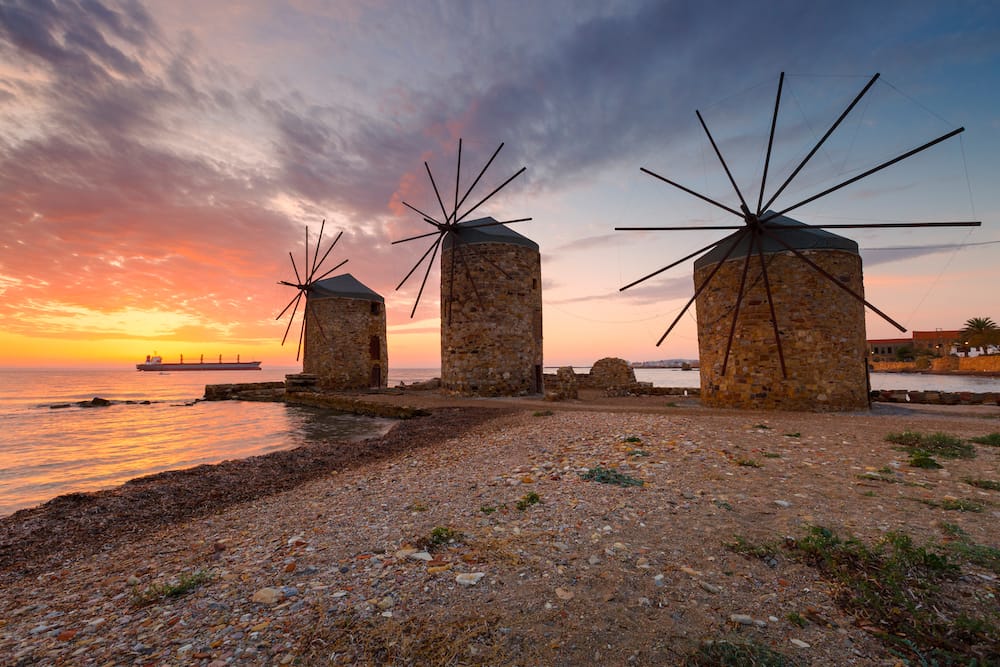 Beach weather in Chios Windmills, Chios, Greece in May
